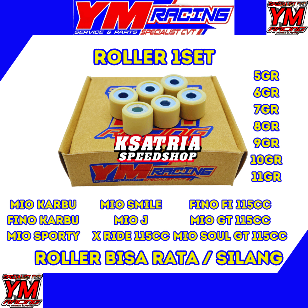 Jual ROLLER 1SET ISI 6PCS/BUTIR YM RACING (Mio Karbu/Fino Karbu/Mio Sporty/Mio Smile/Mio J/Fino ...