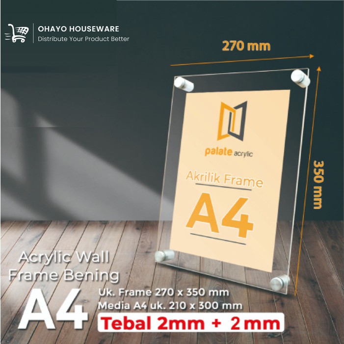 Jual Akrilik Bingkai A4 / Acrylic Wall Frame A4 / 27x35cm / Tebal 2mm ...