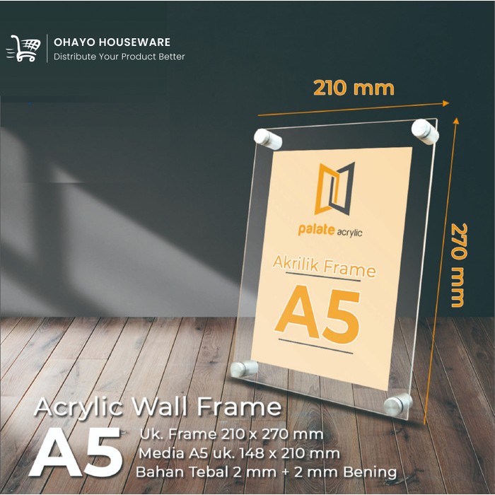 Jual Akrilik Dinding A5 / Acrylic Wall Frame A5 / Bahan tebal - 2mm ...