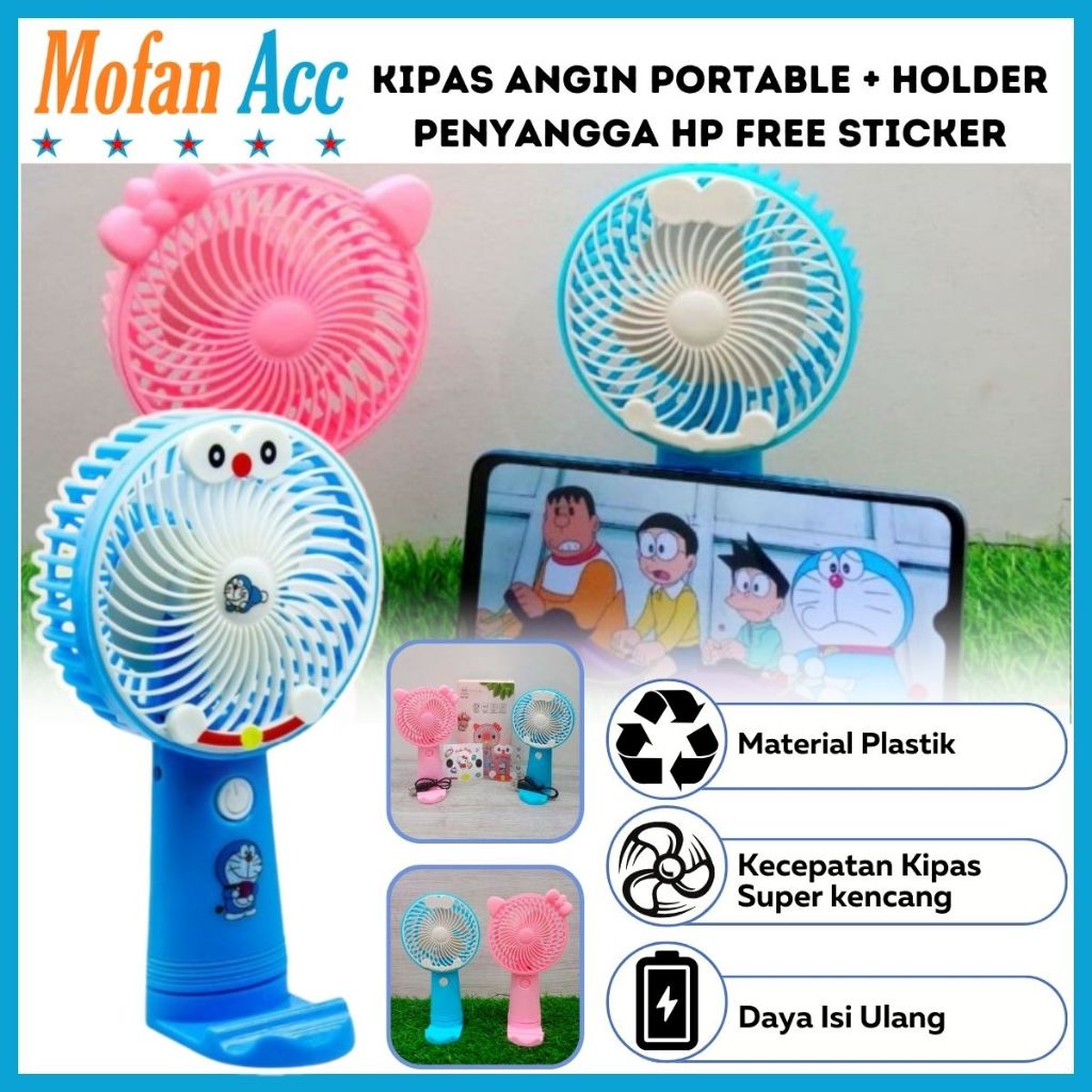 Jual Kipas Angin Portable 2in1 + Stand Holder Penyangga HP / Handy Fan ...