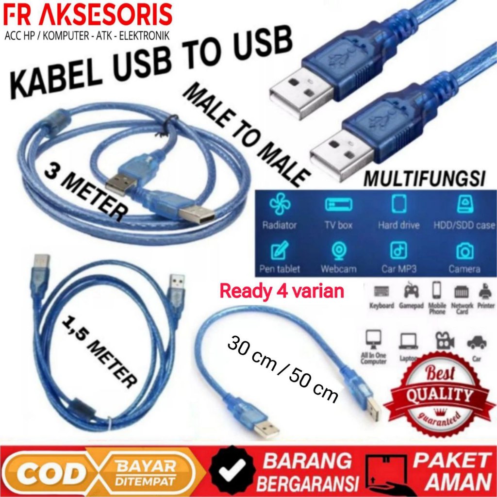 Jual Kabel USB TO USB Male To Male 3m 1,5m 30cm Kabel Data USB TO USB ...