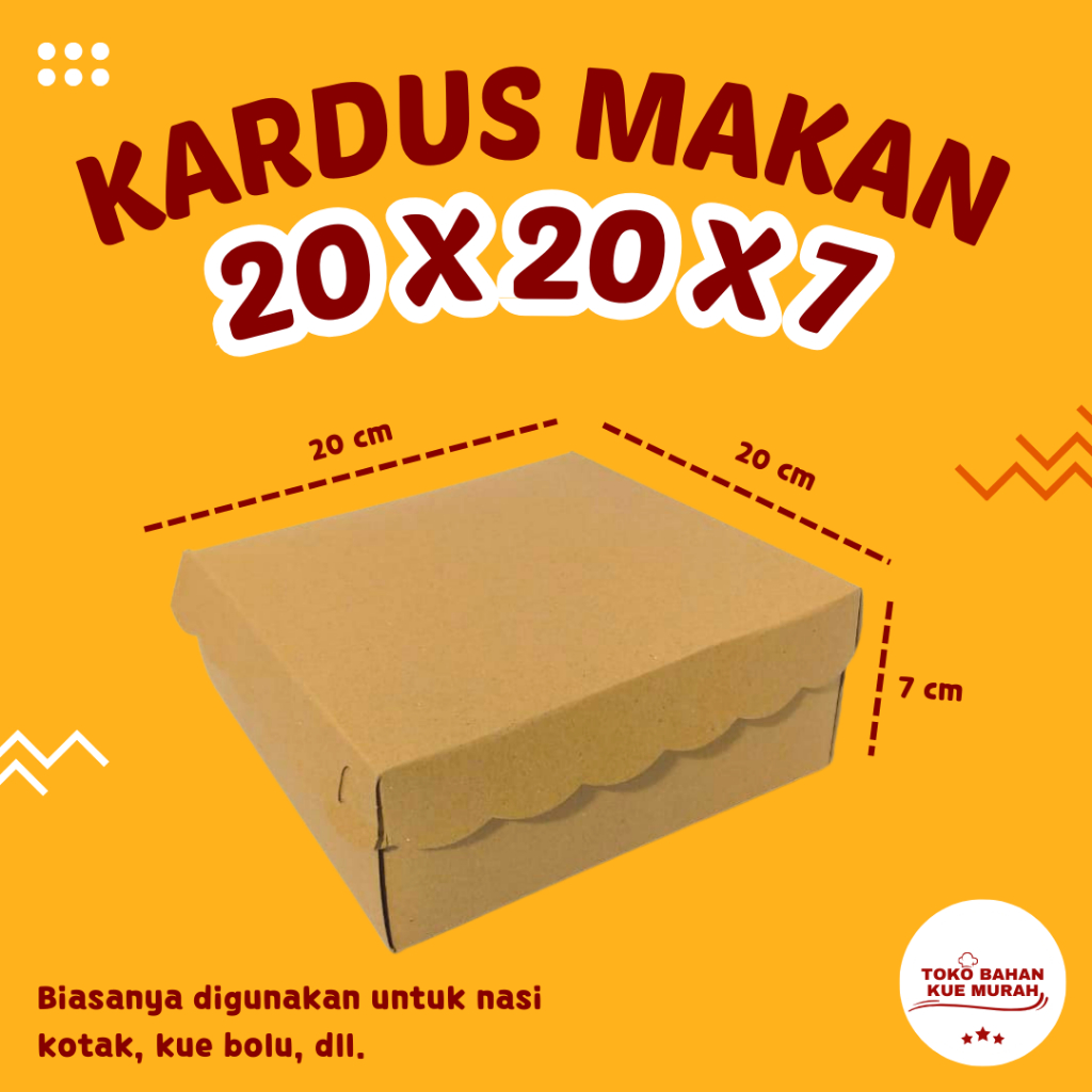 Jual Dus 20 x 20 x 7 cm | Dus R10K | Kardus Makan | tokobahankuemurah ...