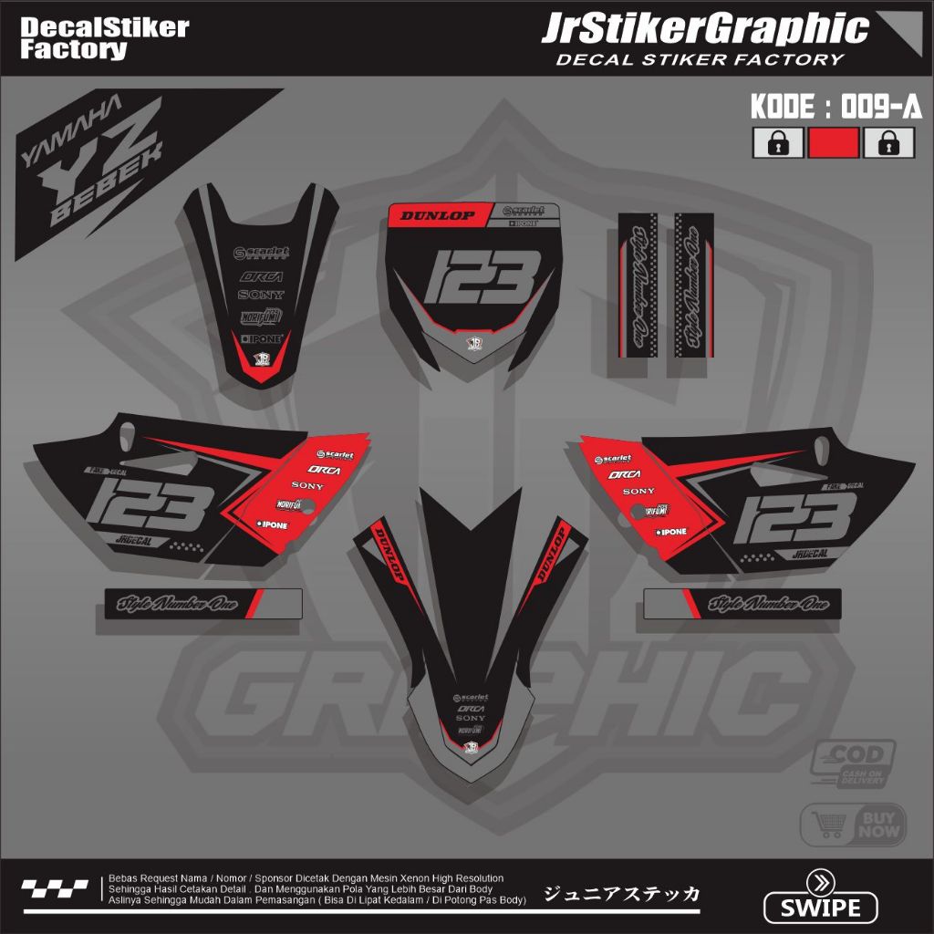 Jual Decal Stiker YZ 85 New Bebek GTX Hitam - Stiker Striping Lis ...