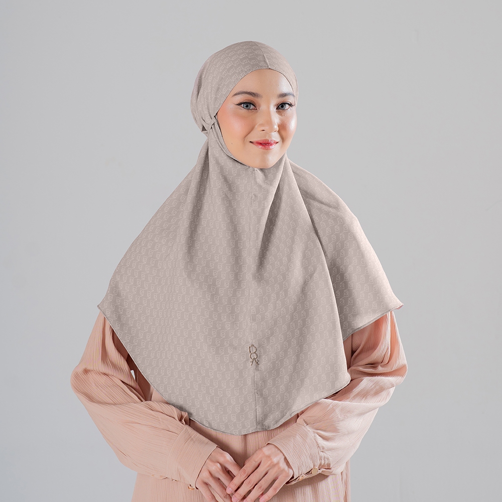 Jual DOA - Baiti Signature Monogram Khimar - Khaki | Shopee Indonesia
