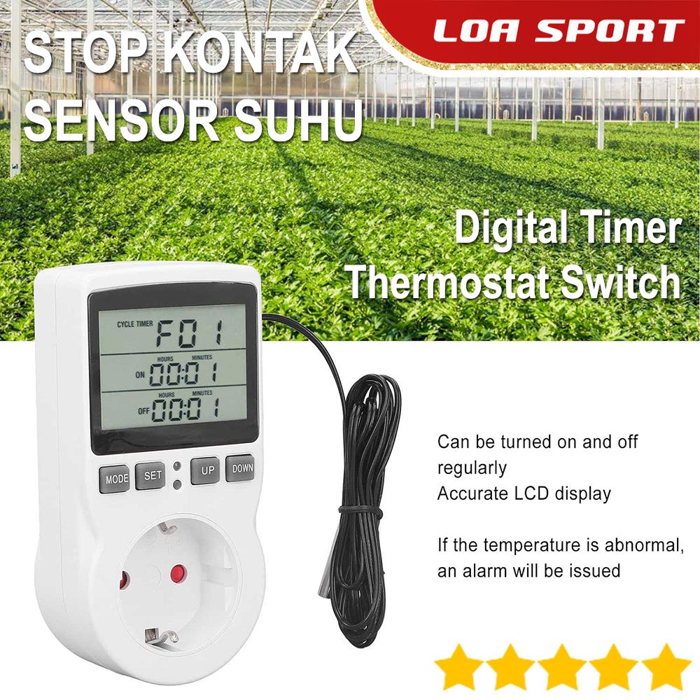 Jual Stop Kontak Sensor Suhu Temperatur Digital Timer Thermostat Switch ...
