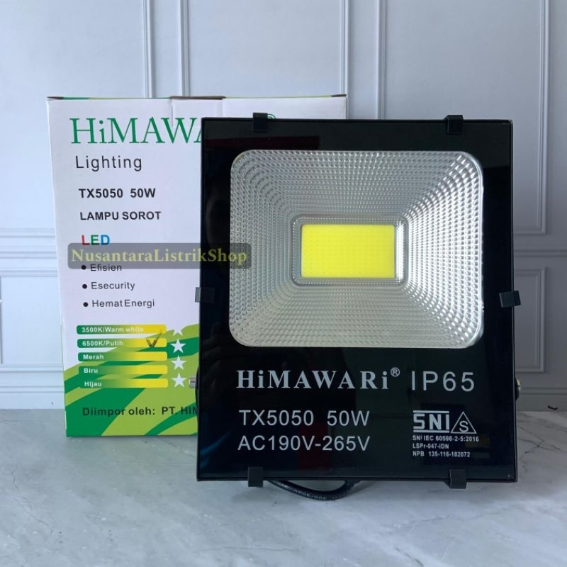 Jual Lampu Sorot Led 50 Watt Flood Light Himawari TX5050 50W Anti Air Outdoor Cahaya Putih 6500K ...