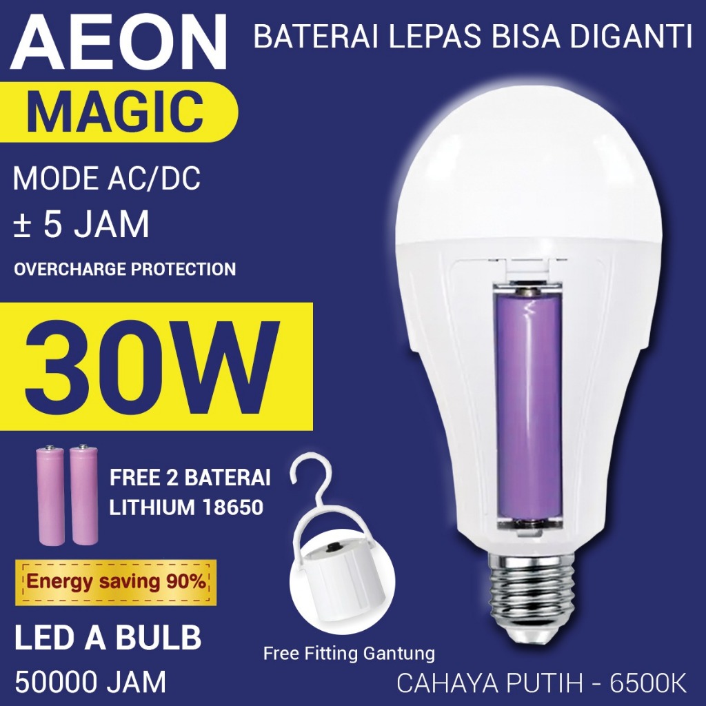 Jual Lampu Emergency 30w Darurat AC DC 2 Baterai 18650 Bisa Dilepas Pasang 18650 -jms | Shopee ...