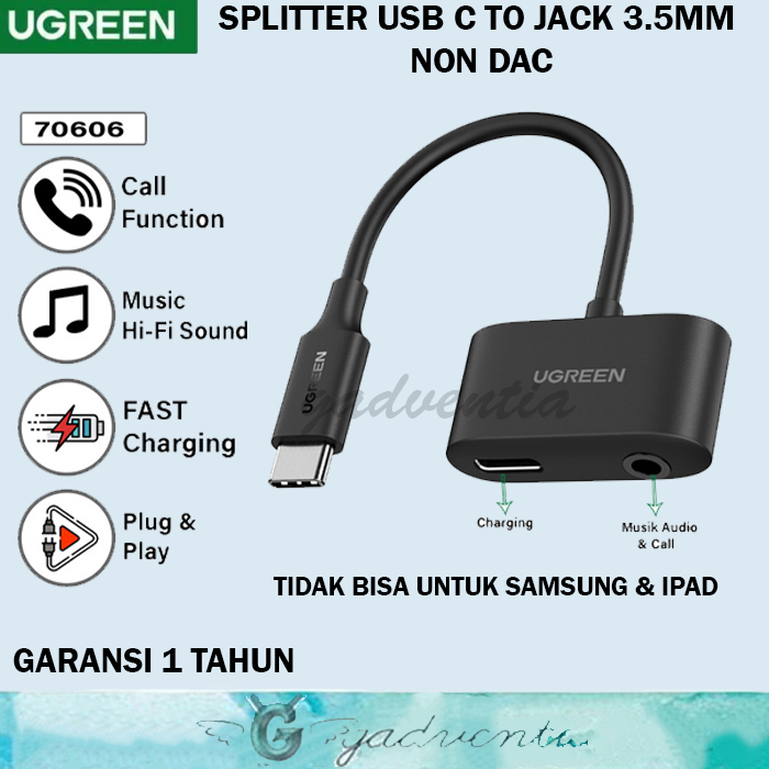 Jual Ugreen Kabel Colokan Converter Male Type C To Aux 3.5mm Female ...