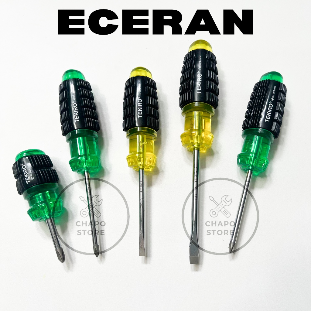 Jual Tekiro obeng gagang karet plus minus cushion grip screwdriver ...