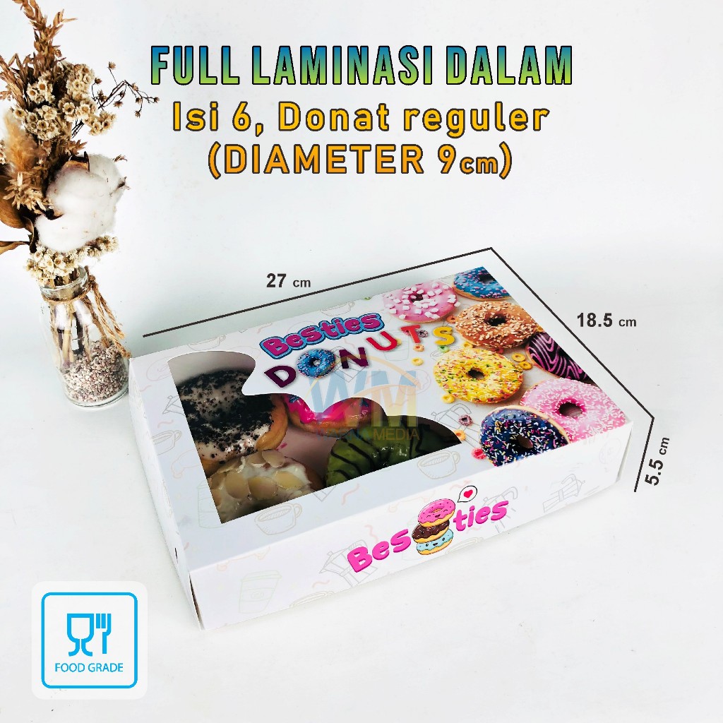 Jual KOTAK DUS DONAT ISI 6 / DUS KOTAK DONAT ISI 3 / BOX DONAT ISI 6 ...