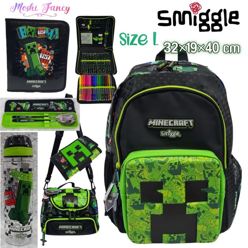 Jual Tas Ransel Smiggle Minecraft / Tas Smiggle Sekolah Minecraft ...