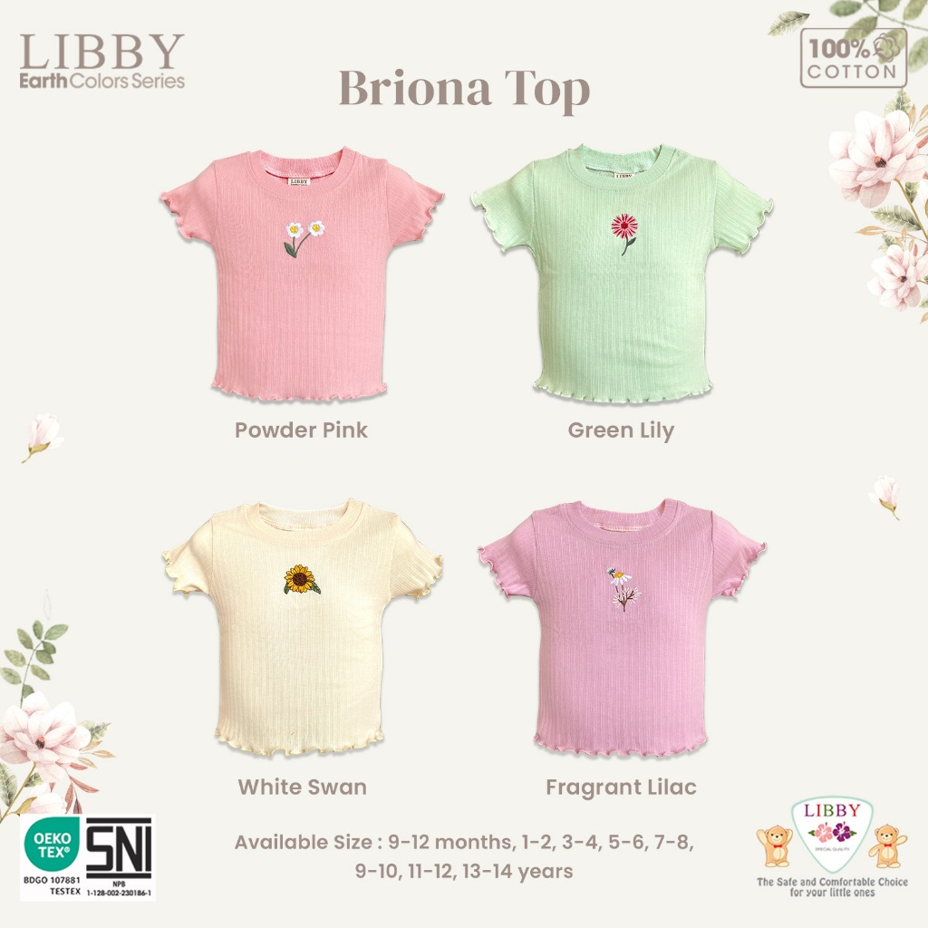 Jual LIBBY Atasan Anak Perempuan Ruffle Kaos Polos Briona Top Usia 9 Bulan - 14 Tahun (1PCS ...