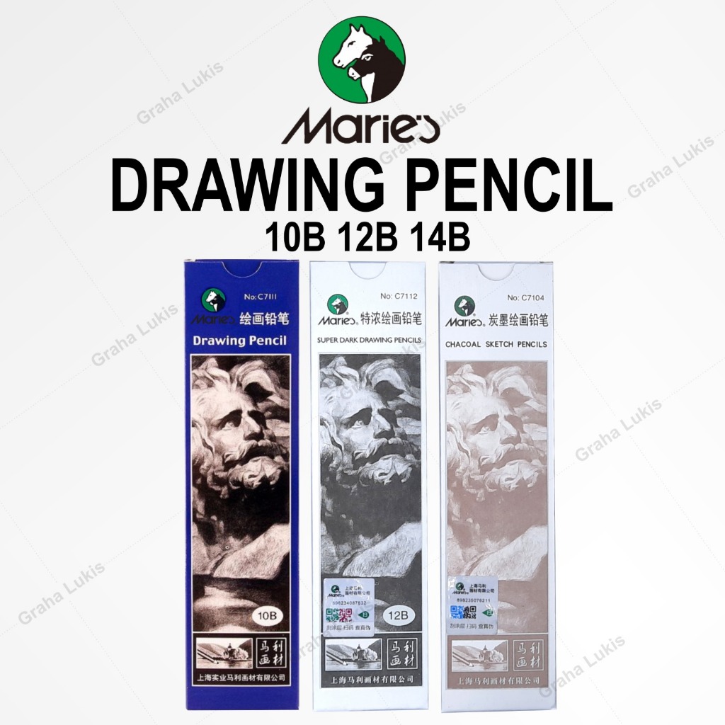 Jual Maries Drawing Pencil / Pensil Lukis 10B 12B 14B | Shopee Indonesia