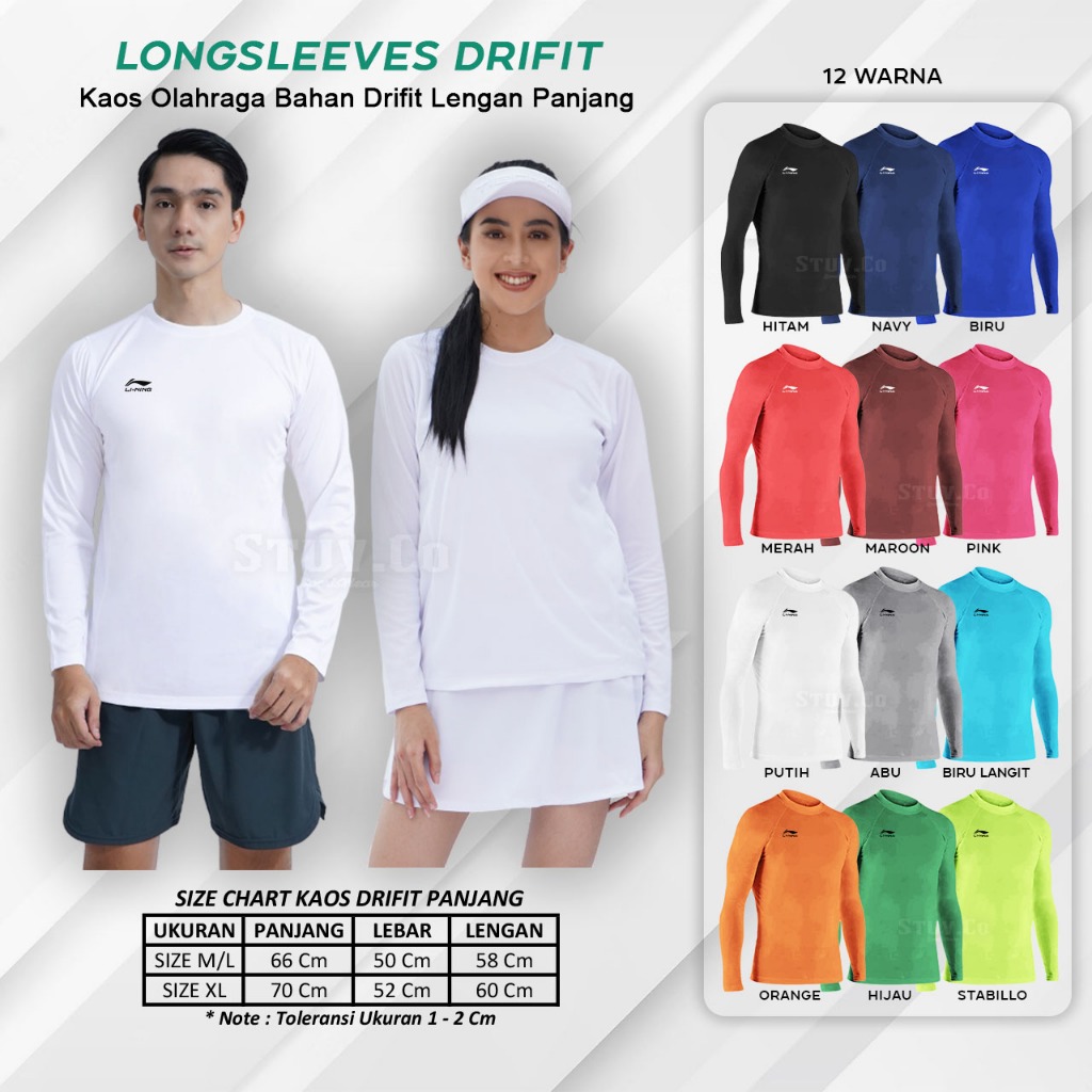 Jual Jersey Lengan Panjang Polos Kaos Dry Fit Olahraga Jogging Lari Futsal Sepakbola Tenis Pria ...