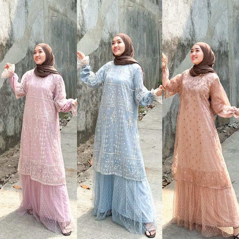 Jual Joley Cloth - Clarissa Dress Brucat ( FREE KERUDUNG ) Muslimah ...