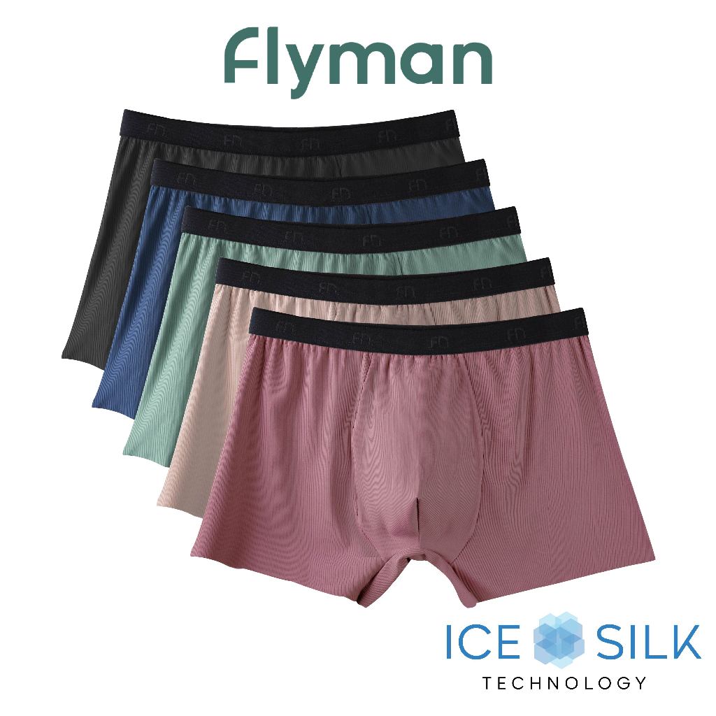 Jual Flyman Celana Dalam Boxer Pria Ribb CD Bokser Cowok Ice Silk FM ...