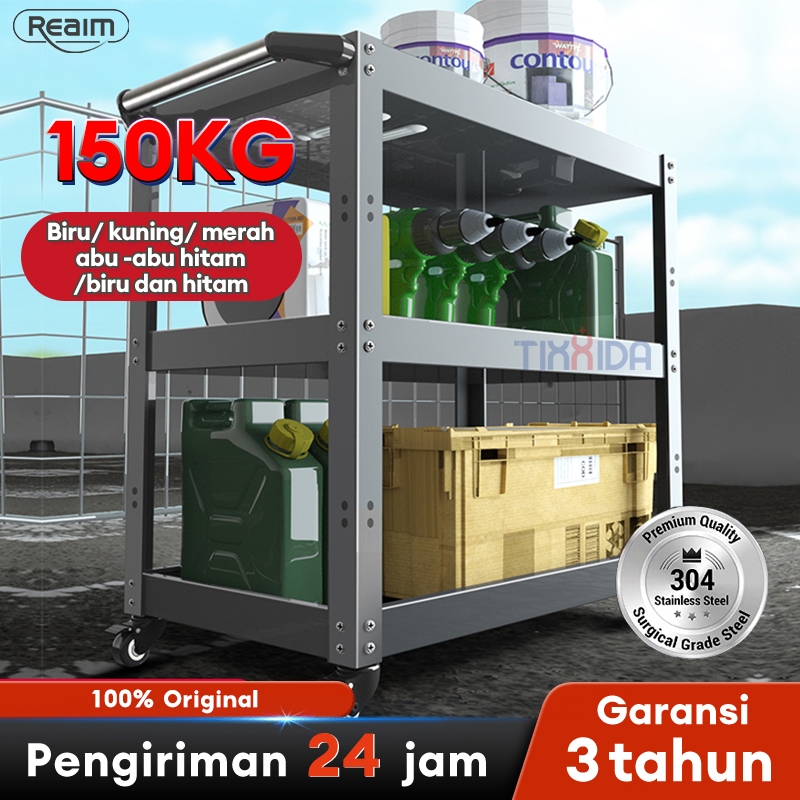 Jual Reaim Trollies Bengkel Rak 3 Susun Trolly Trolley perkakas tools ...
