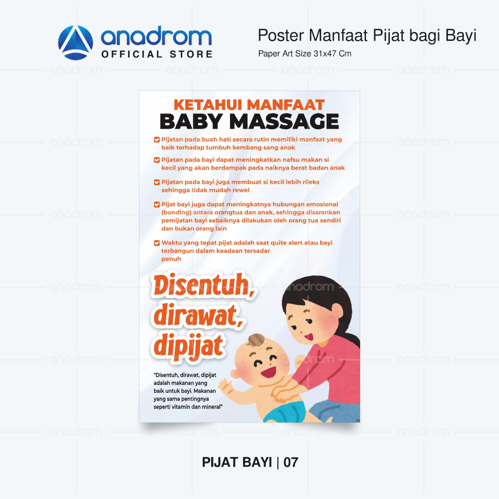 Jual Poster Manfaat Pijat Pada Bayi | Poster Manfaat Baby Massage ...