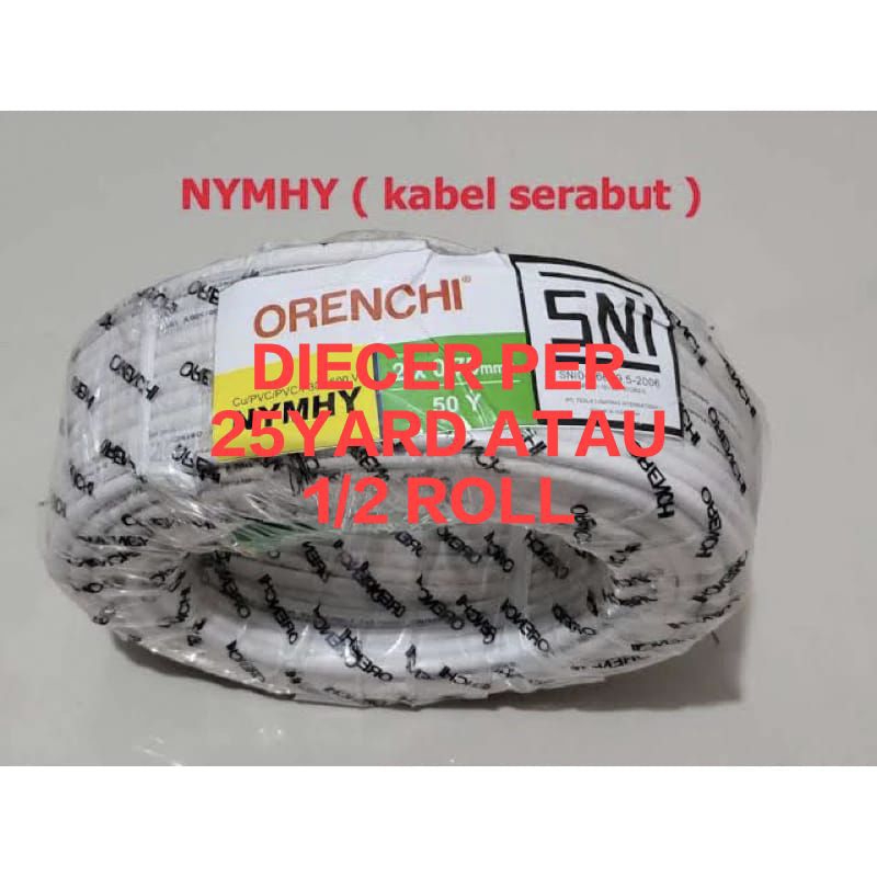 Jual KABEL LISTRIK ORENCH NYMHY 2X0.75 SNI SERABUT TEMBAGA DI ECER PER 25YARD ATAU 1/2 ROLL ...