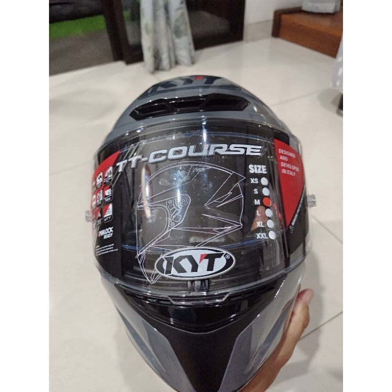 Jual KYT HELM TT COURSE SOLID | GORILA GREY GLOSSY | TT COURSE FULL ...