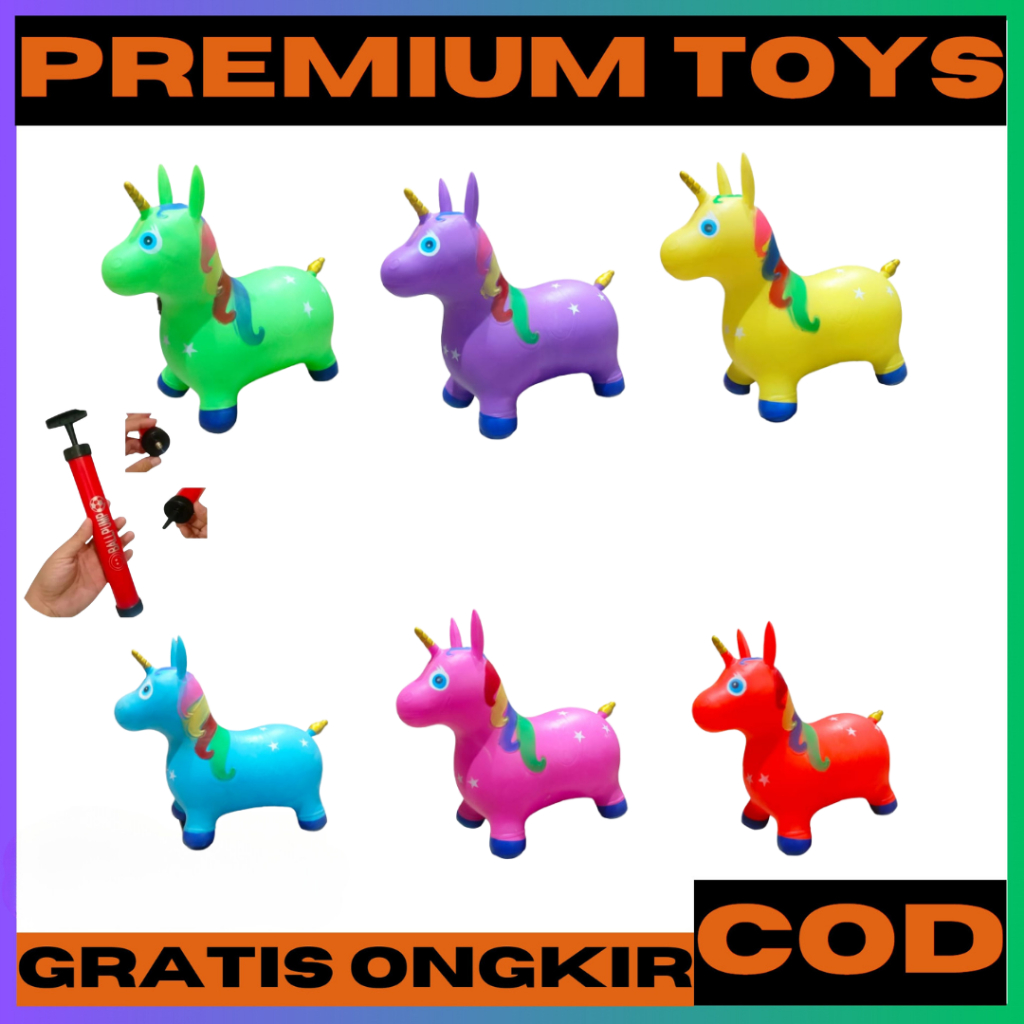 Jual (PROMO COD)MAINAN KUDA-KUDAAN KARET TEBAL JUMPING ANIMAL UNICORN ...