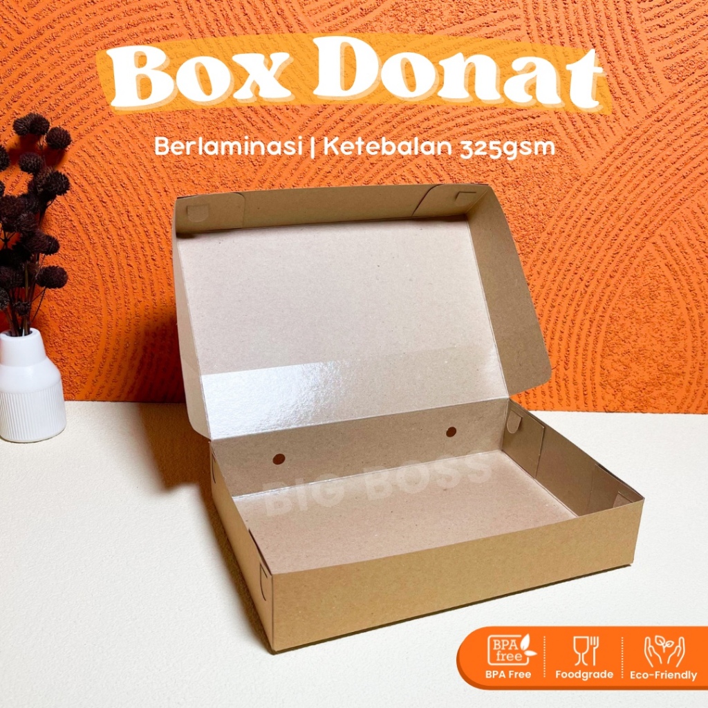 Jual [325GSM] Box Kotak Donat Kraft Polos Laminasi isi 6pcs / Dus Kue ...