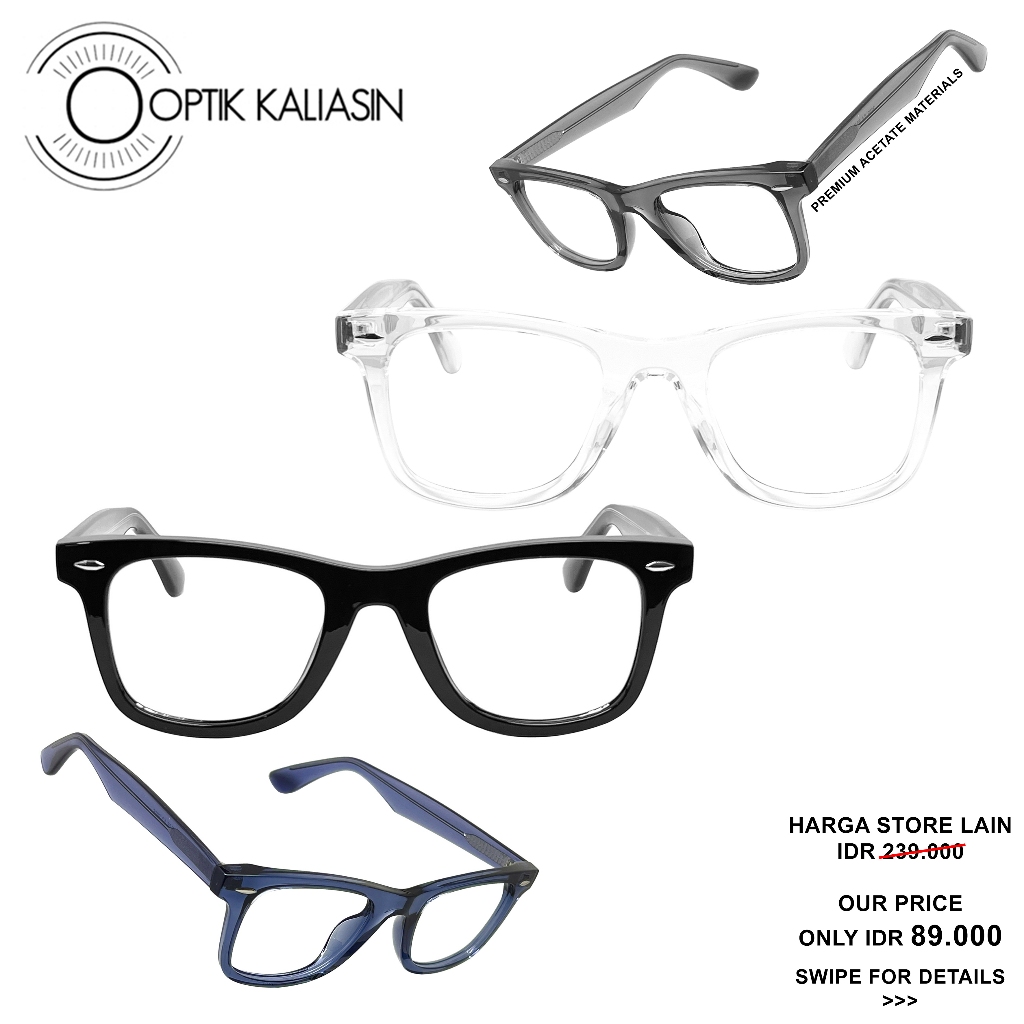 Jual OPTIK KALIASIN - Frame Kacamata pria wanita wayfarer vintage bold tebal kotak acetate minus ...