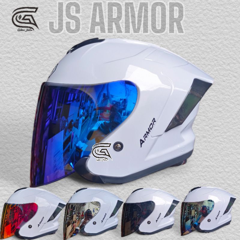 Jual HELM JS ARMOR SOLID WHITE/PUTIH|HALF FACE | Shopee Indonesia