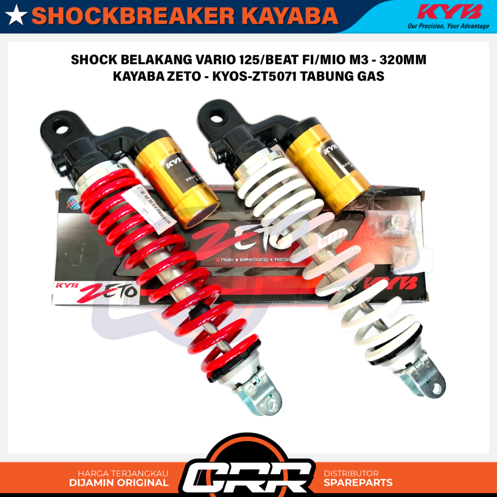 Jual Shockbreaker Shock Belakang Kayaba Zeto Vario 125 Beat FI Mio M3 - 330MM Warna Merah/Putih ...