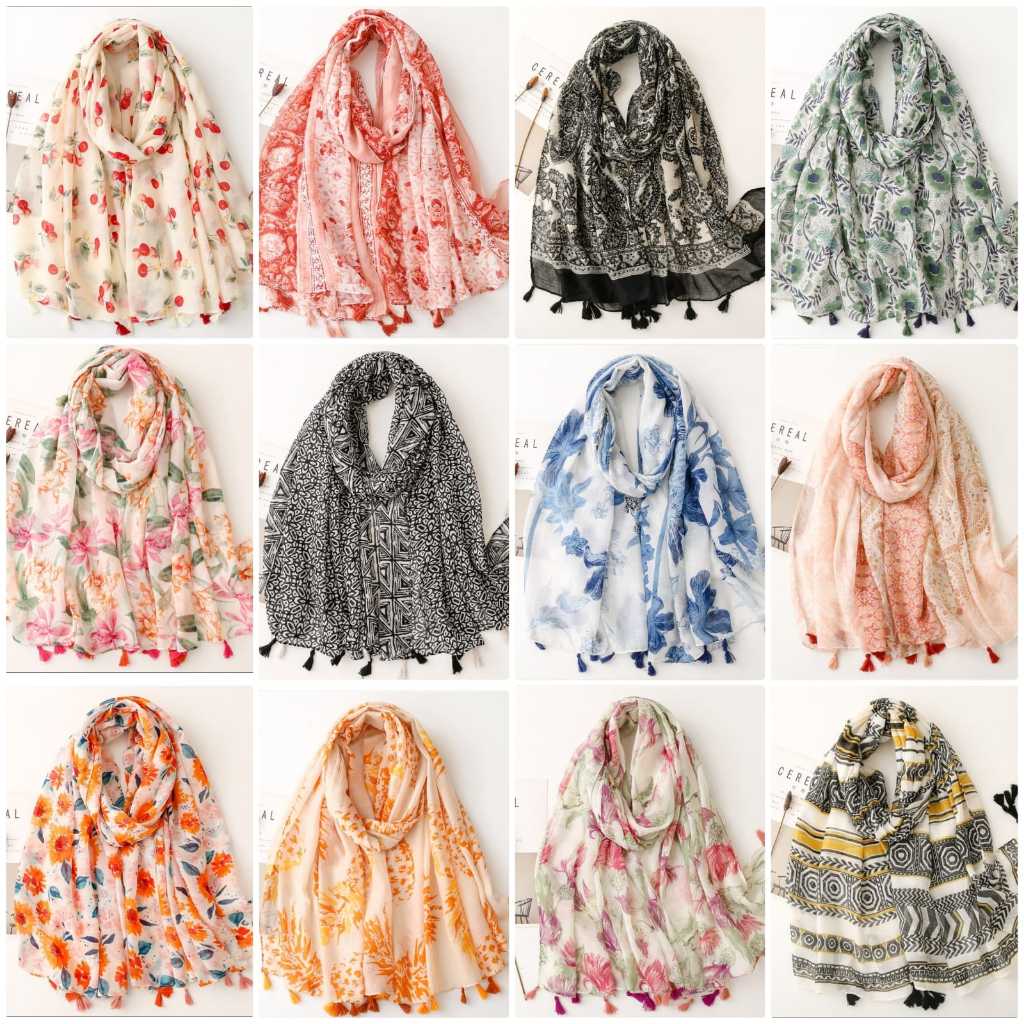 Jual NEW Selendang Rumbai Katun scraf modern selendang hijab jilbab ...