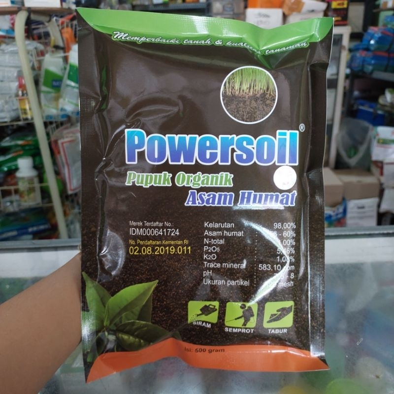 Jual POWERSOIL 500 GRAM PUPUK ORGANIK ASAM HUMAT 55-60% | Shopee Indonesia