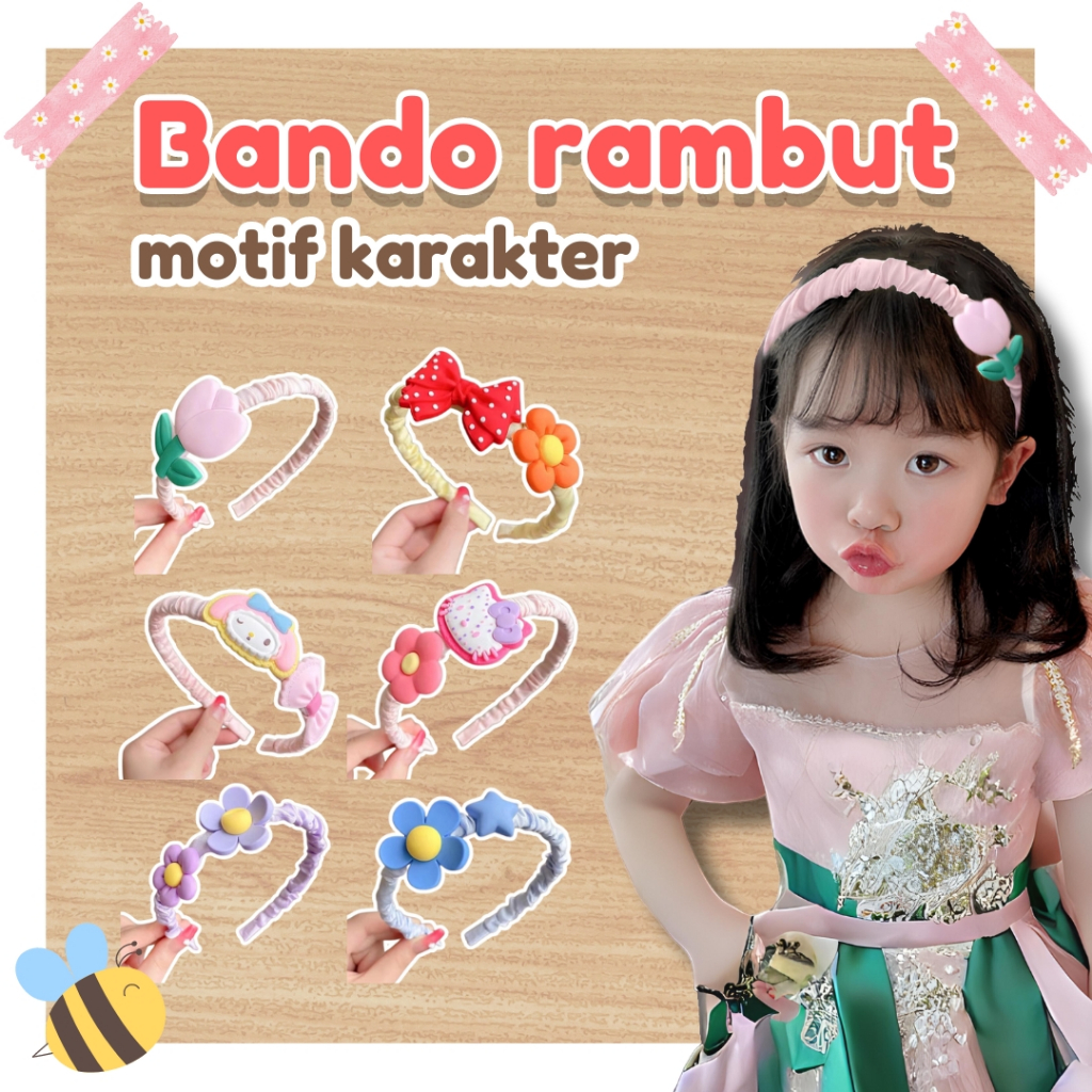 Jual HONEY.BABY Bando Rambut Anak Perempuan Bandana Motif Bunga Dan ...