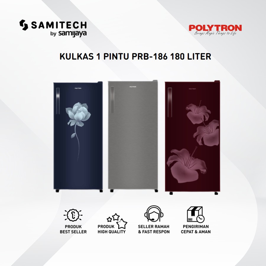 Jual KULKAS 1 PINTU POLYTRON PRB-186 METALLIC 180 LITER 186B 186R 186S ...