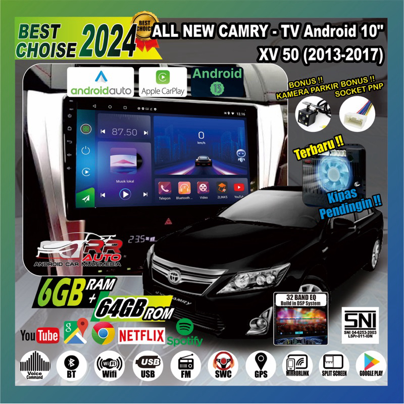 Jual All New Camry 2013-2018 | 6+64gb Tape TV Mobil,Headunit Android OS 13,Apple Carplay ...