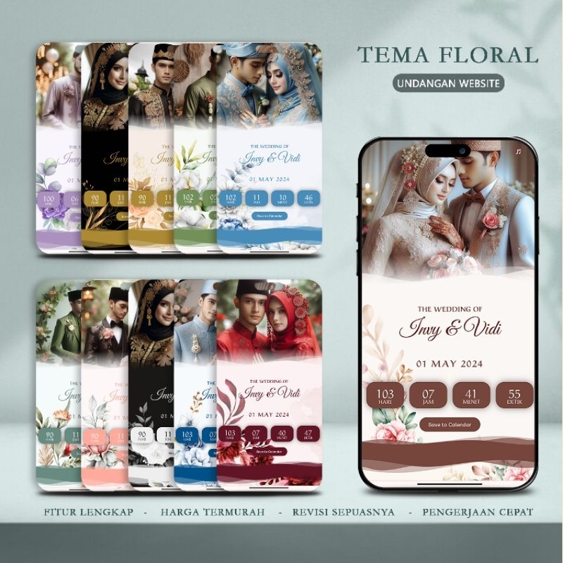Jual TEMA FLORAL | Undangan Web Digital Pernikahan Premium | Undangan ...