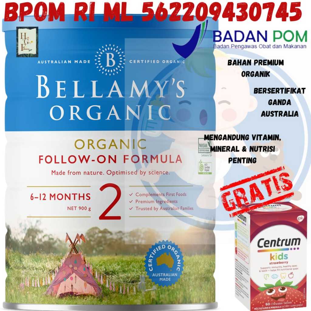 Jual Bellamys - Step 2 Susu Formula Organik Usia 6 - 12 Bulan 900 g ...