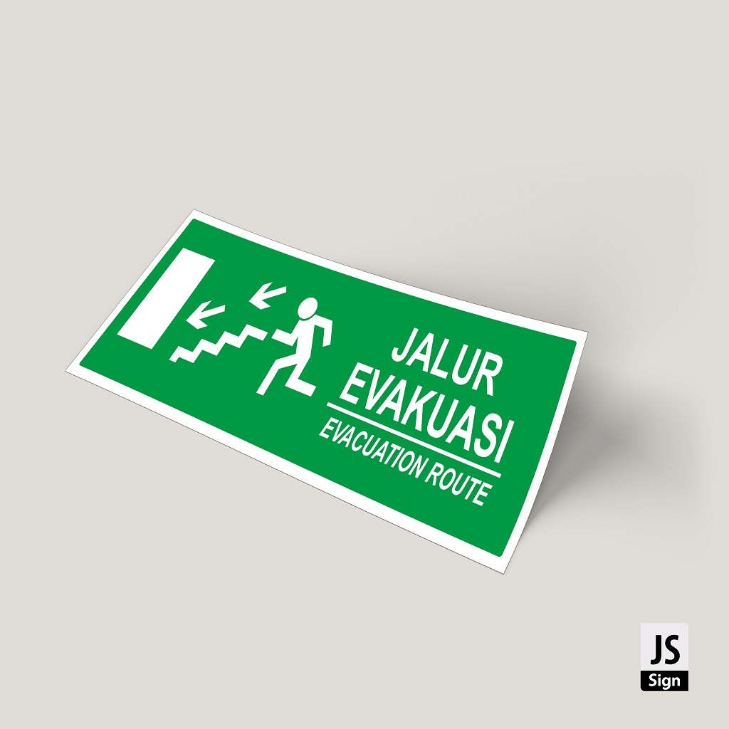 Jual STICKER K3 SAFETYSIGN - ARAH EVAKUASI TANGGA KIRI | Shopee Indonesia