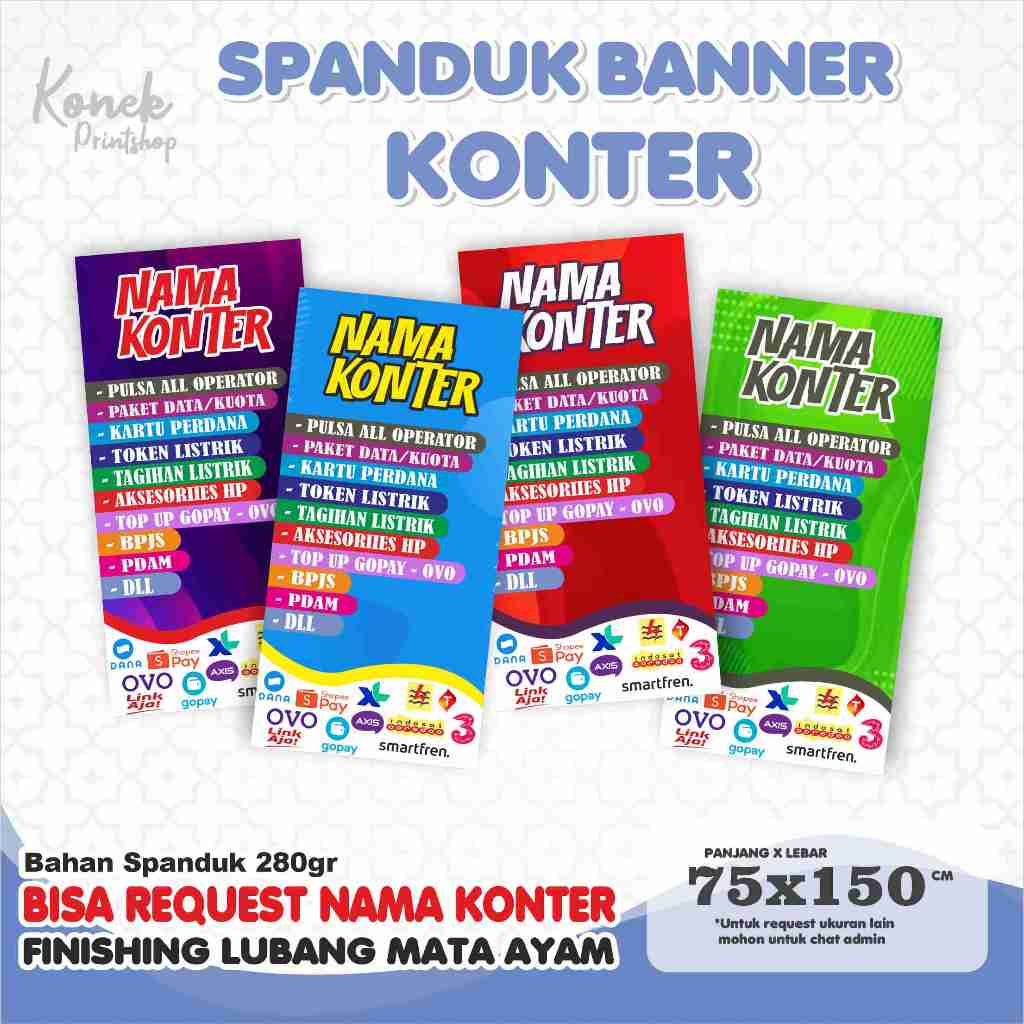 Jual Spanduk Banner Konter / Banner Konter / Aksesoris Konter Bisa ...