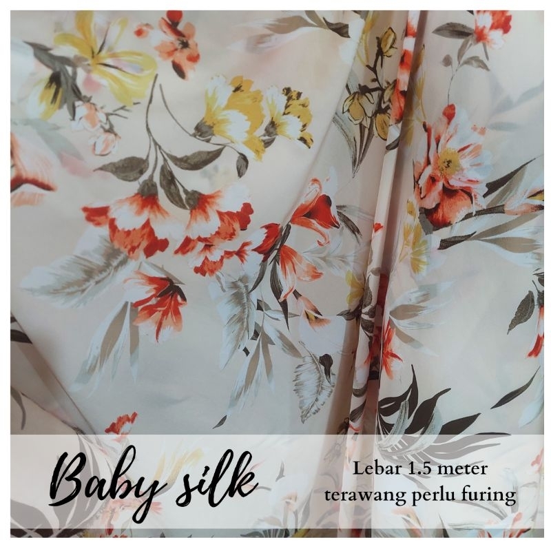 Jual kain baby silk motif bunga | Shopee Indonesia