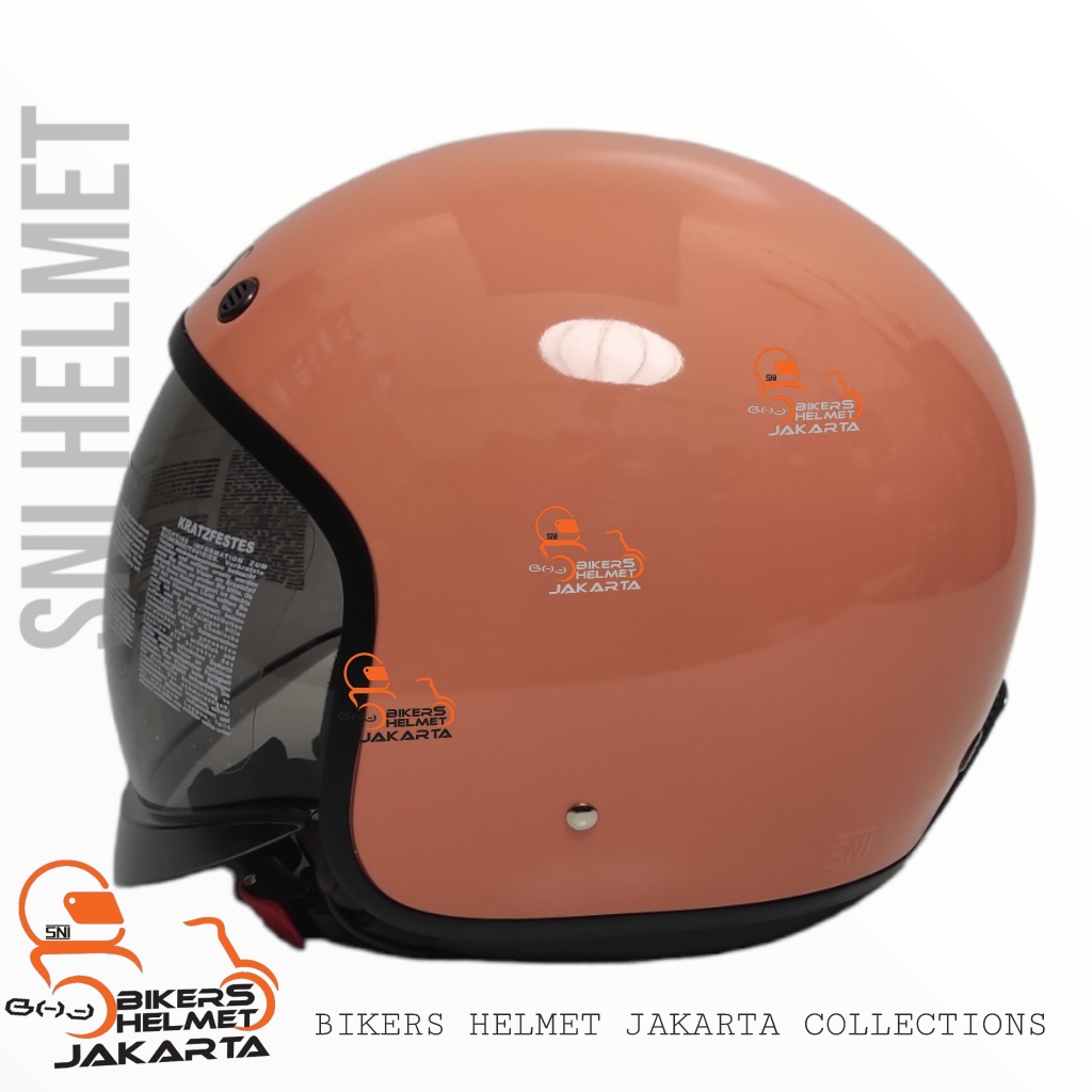 Jual MDS HELM RETRO MAGNUM SOLID CORAL HALF FACE KACA SMOKE | Shopee ...