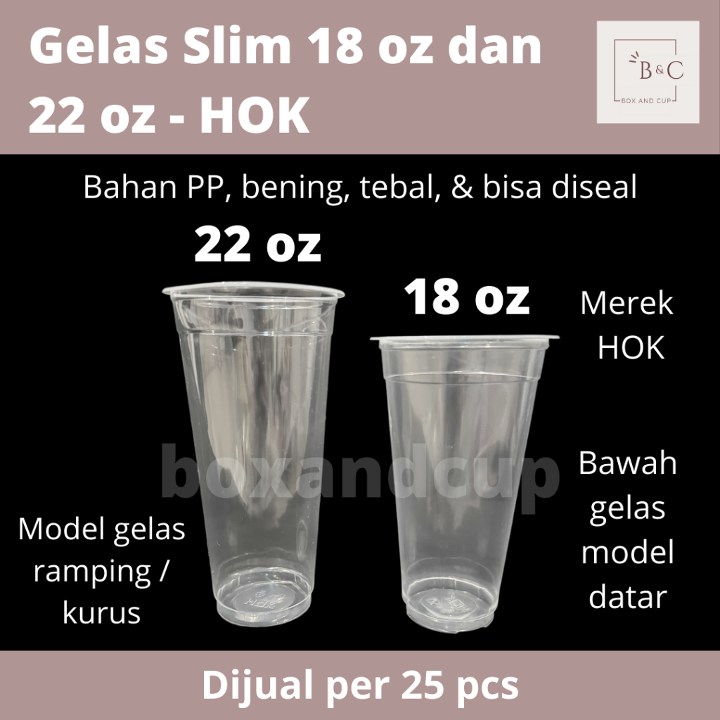 Jual Gelas Plastik Slim Datar Tinggi Bening HOK / S Cup / Gelas Boba ...