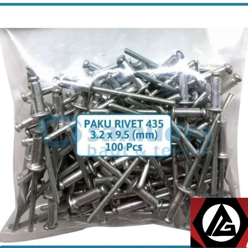 Jual Paku Rivet Rivetti 435 Size 3.2mm x 9,5mm Isi 100 pcs | Shopee ...