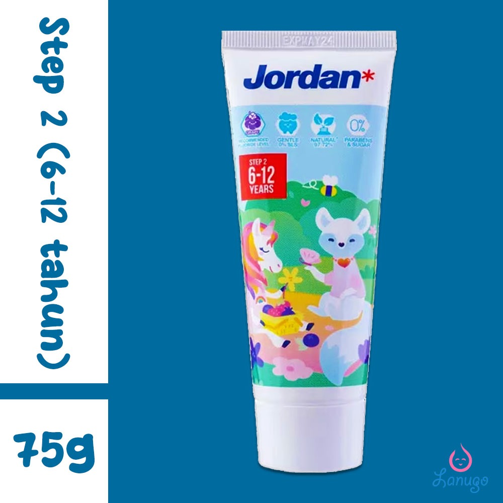 Jual JORDAN TOOTHPASTE PASTA GIGI ODOL ANAK STEP 1 STEP 2 75GR | Shopee ...