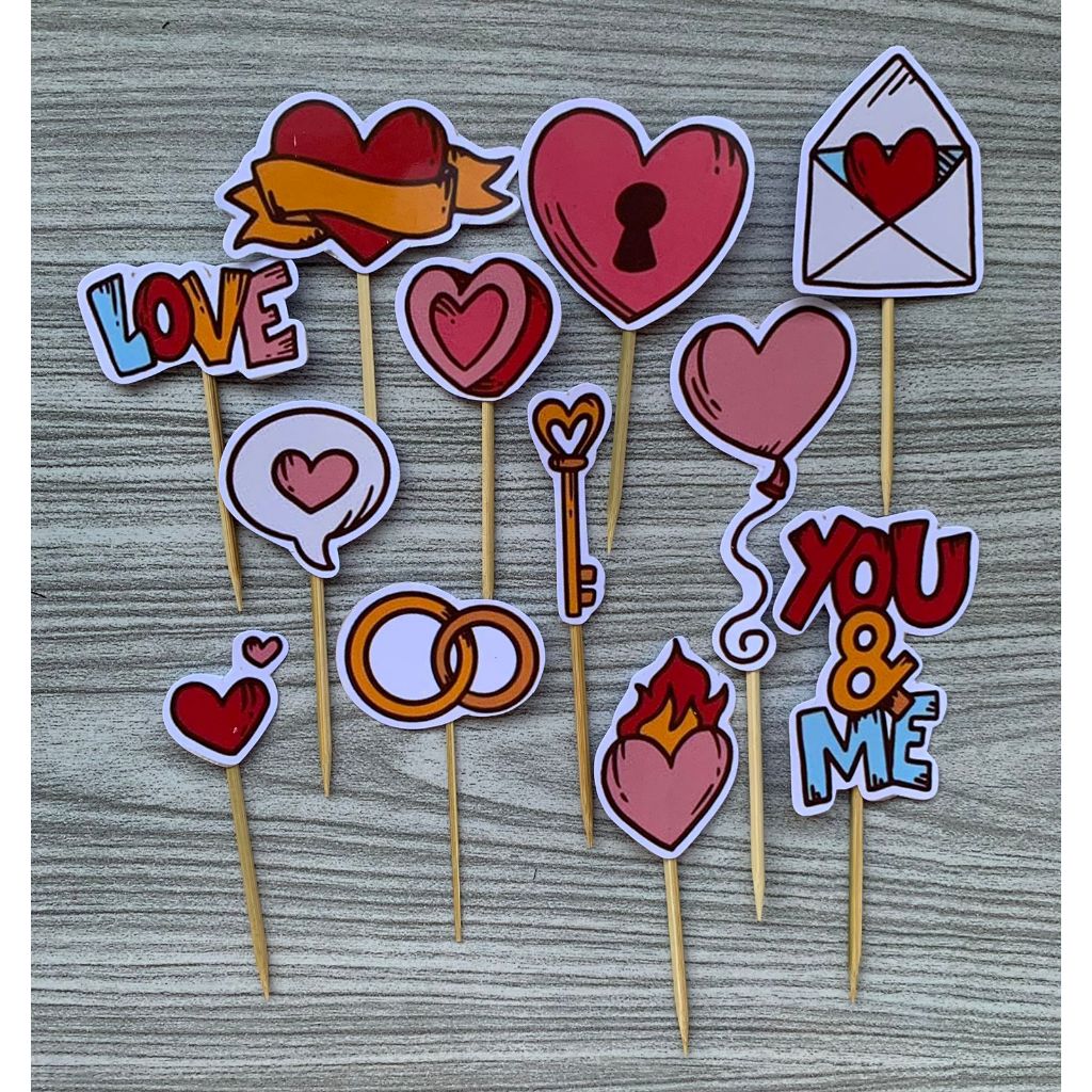 Jual ( Isi 12pcs ) Topper Cupcake Valentine | Shopee Indonesia