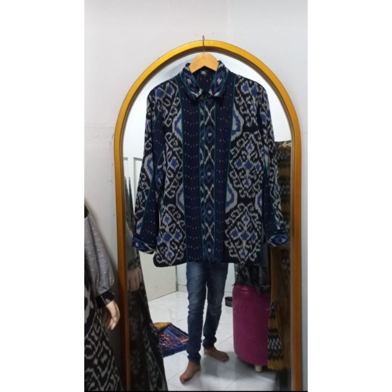 Jual (READY STOCK) OUTER BIRU baju tenun couple - set couple tenun ...