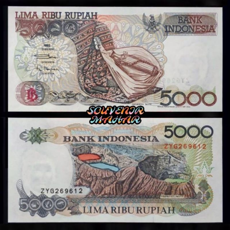 Jual (Au/Unc/Gress) Uang kuno 5000 rupiah sasando rote tahun 1992 uang ...