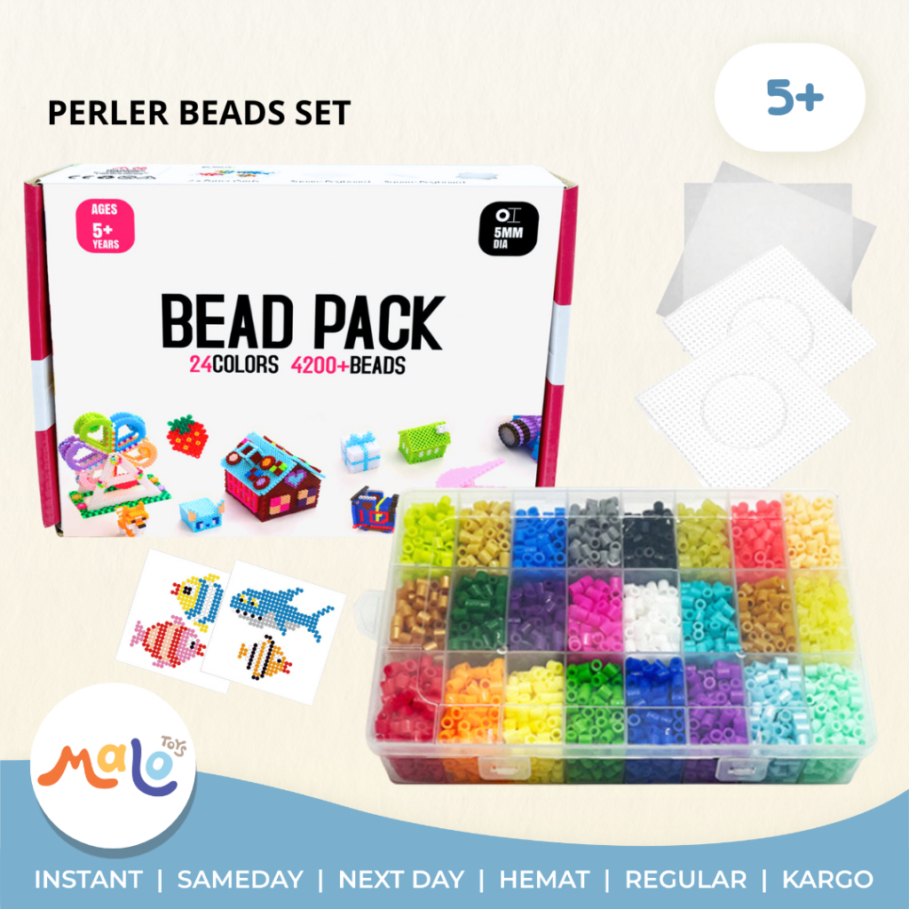 Jual MALOTOYS - Perler Beads Set 5mm 4200pcs Manik-Manik Sekering Kit ...