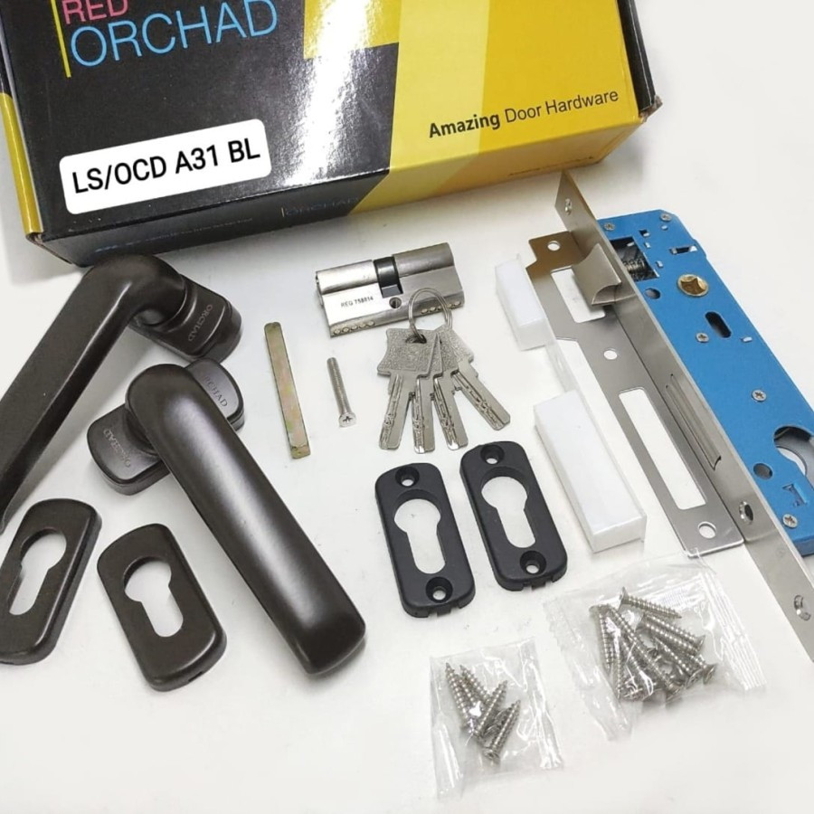 Jual Handle set pintu aluminium/kunci pintu A31 1 set komplit | Shopee ...