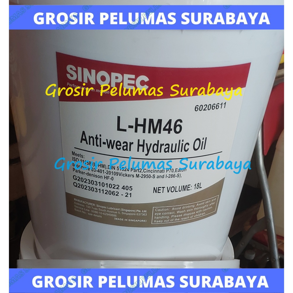 Jual Oli Hydrolis SINOPEC L-HM 46 Anti Wear Hydraulic oil Pail Hidrolik oil | Shopee Indonesia