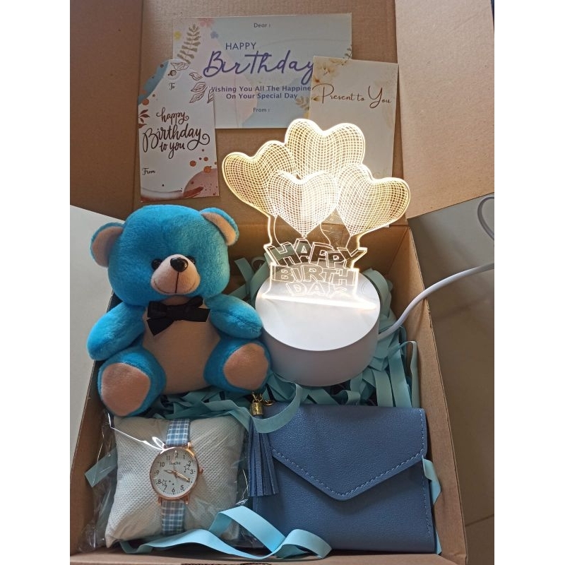 Jual Kado Ulang Tahun BIRU Hadiah Ultah Bestie Pacar Blue Gift Box ...